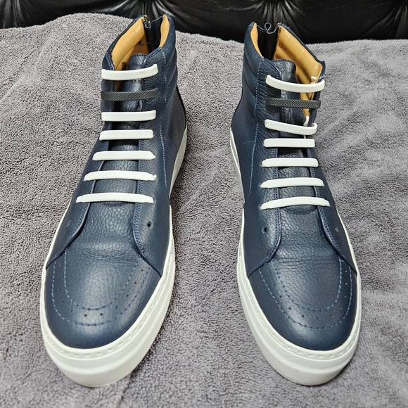 Buscemi | Shoes | Buscemi Dark Blue Leather Sneakers With White Laces ...
